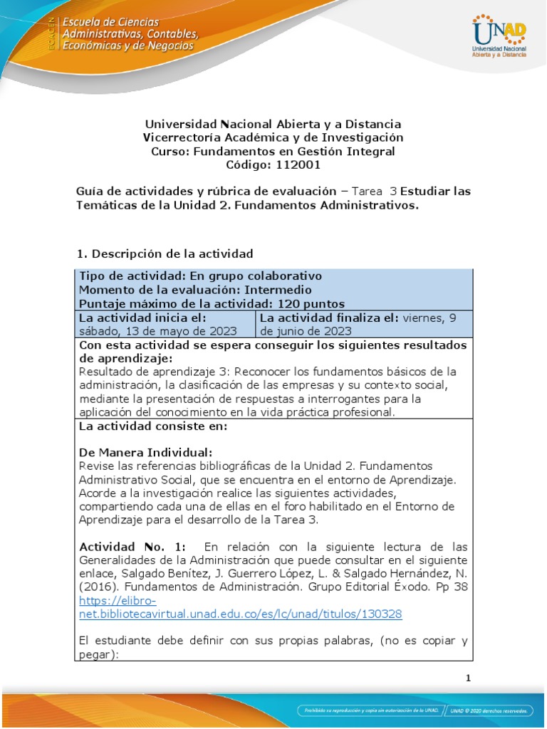 Guía de Actividades y Rúbrica de Evaluación - Unidad 2 - Tarea 3 - Estudiar Las Temáticas de La ...