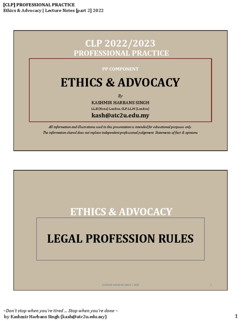 Ethics & Advocacy: Legal Profession Rules | PDF | Advocate | Lawsuit