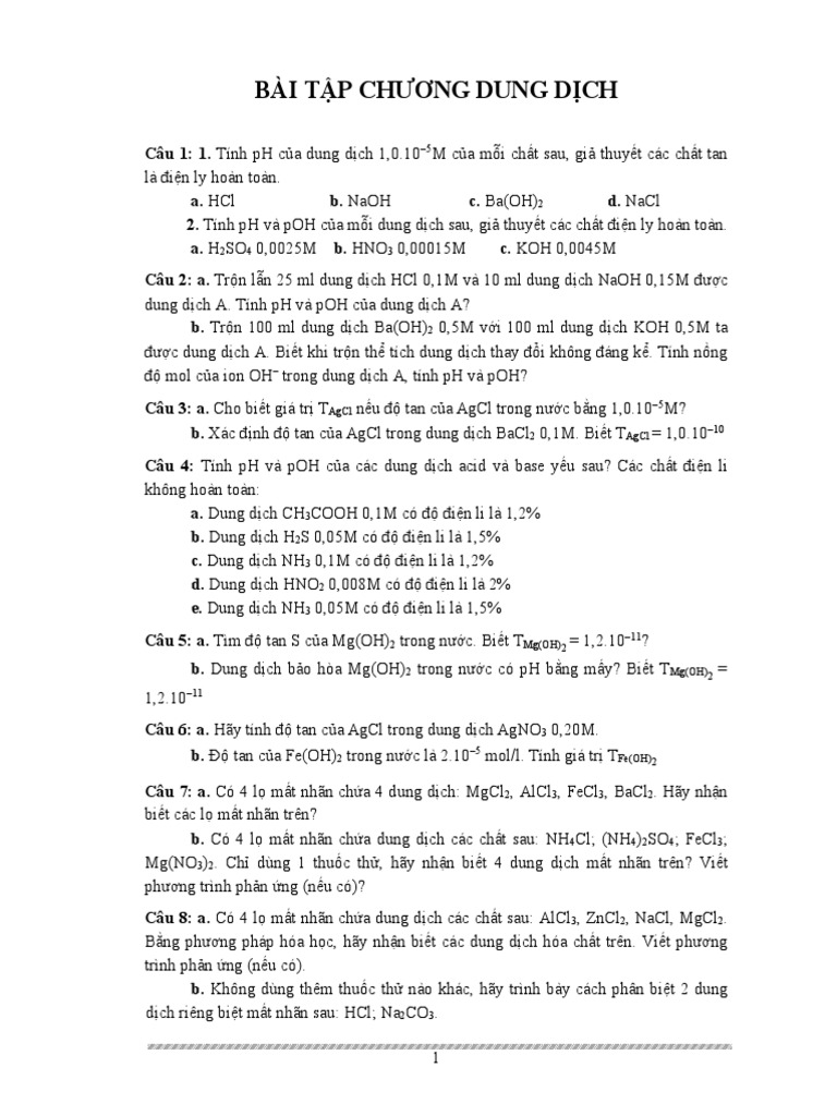 Bai Tap Dung Dich (C7) | PDF