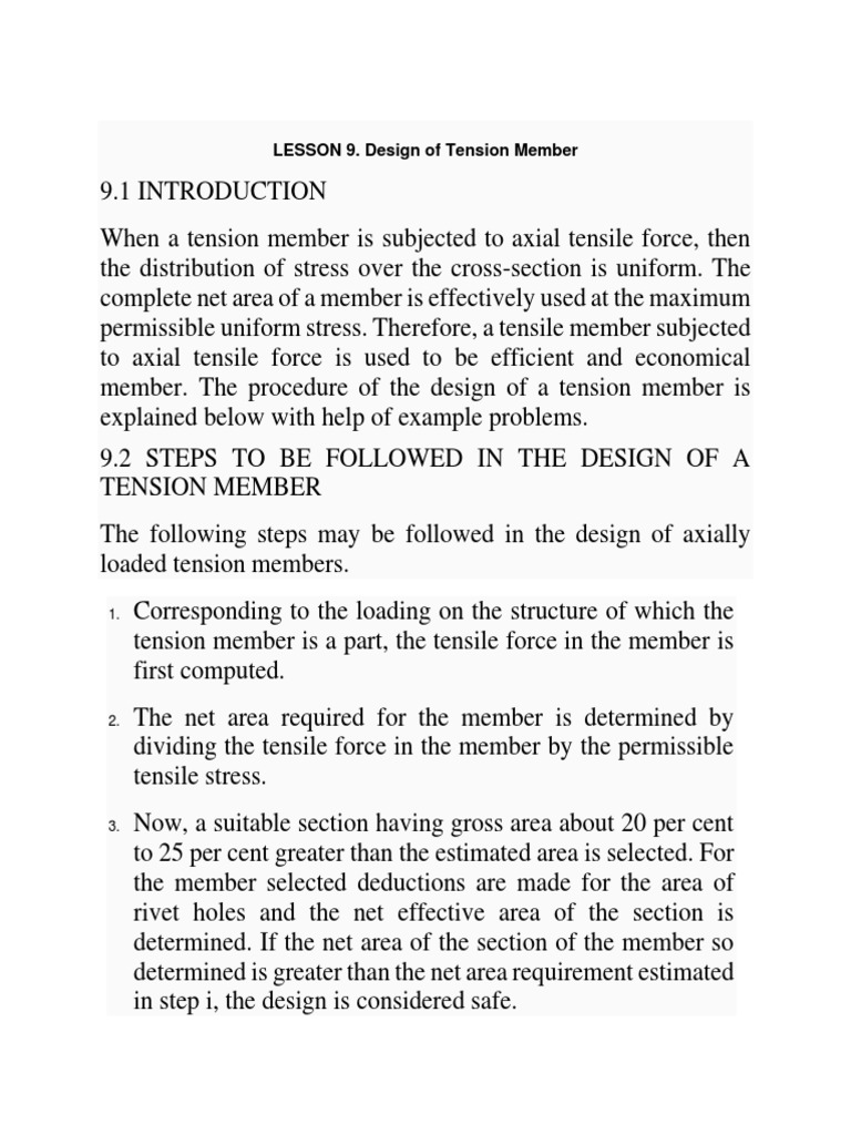 LESSON 9. Design of Tension Member | PDF | Tension (Physics) | Stress ...