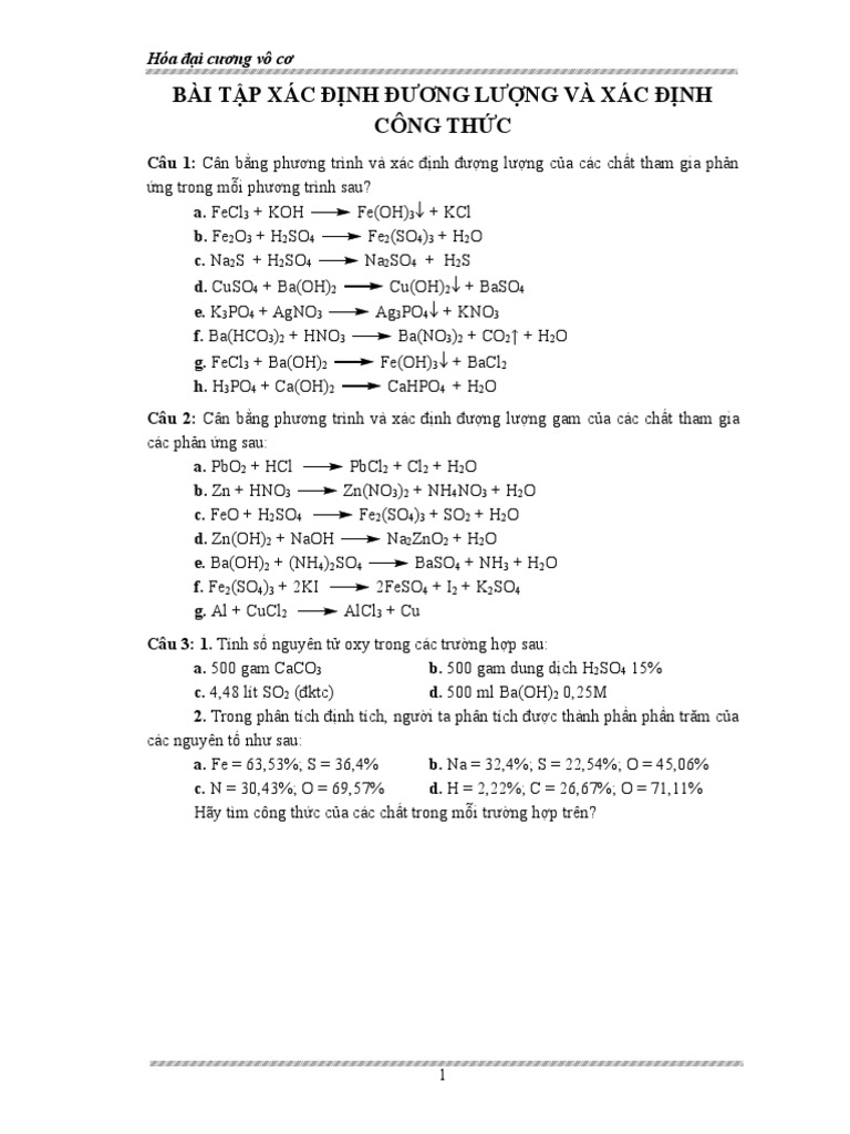 Bai Tap Xac Dinh Duong Luong (C1) | PDF