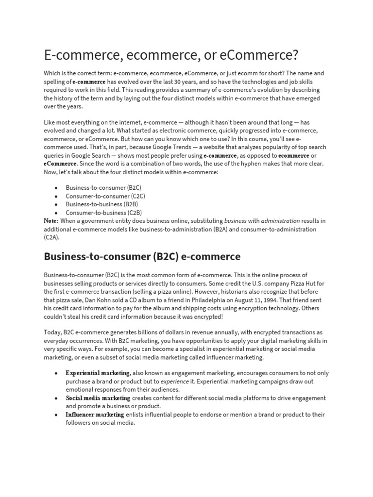 Ecommerce | PDF | Marketing | E Commerce