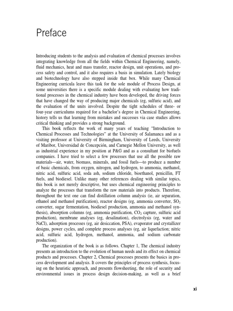 Preface - 2016 - Industrial Chemical Process Analysis and Design | PDF