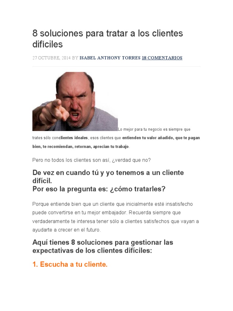 8 Soluciones para Tratar A Los Clientes Difíciles | PDF