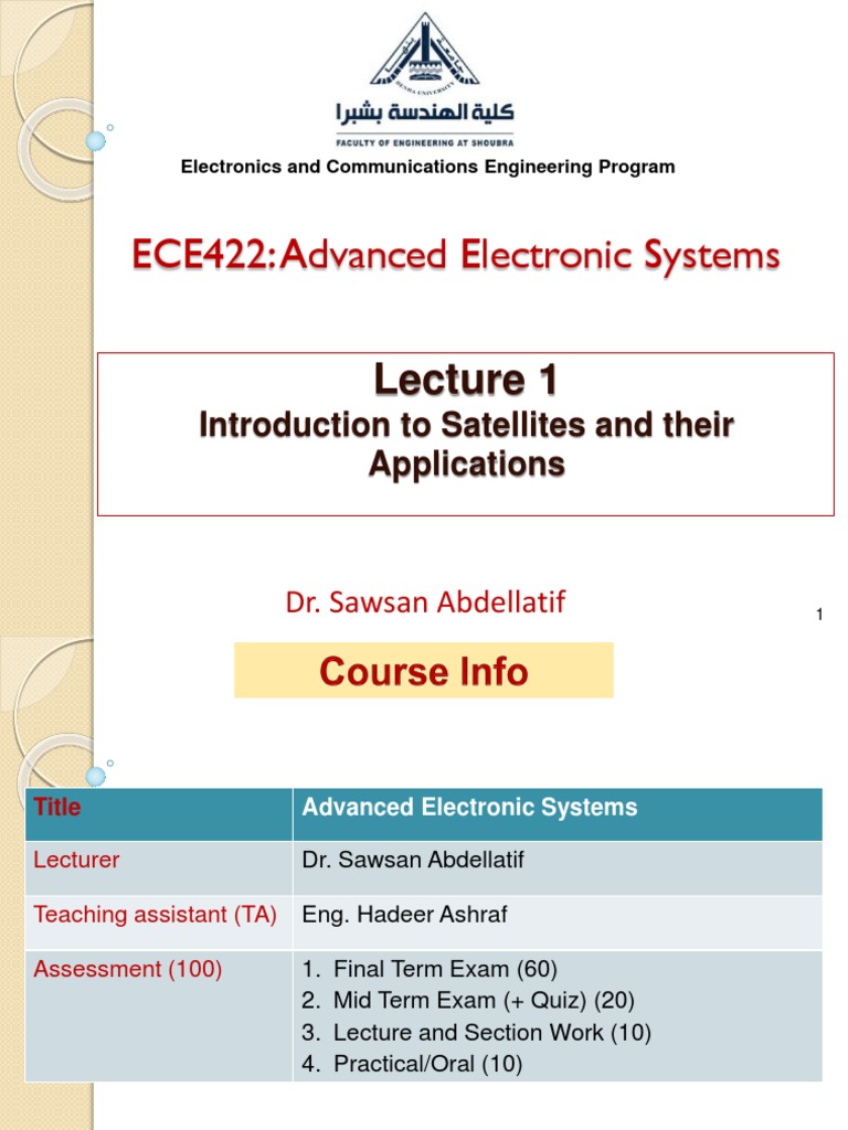 ECE422 AdvElecSyst Lec1 Intro | PDF | Satellite | Communications Satellite