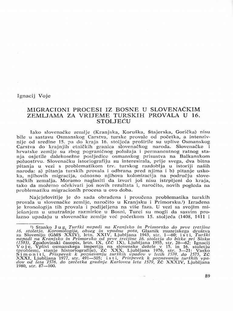 Voje Ignacij - Migracioni Procesi Iz Bosne U Slovenačkim Zemljama Za ...