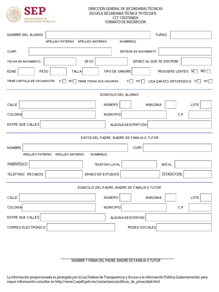 Formato de Inscripcion Est 79 | PDF