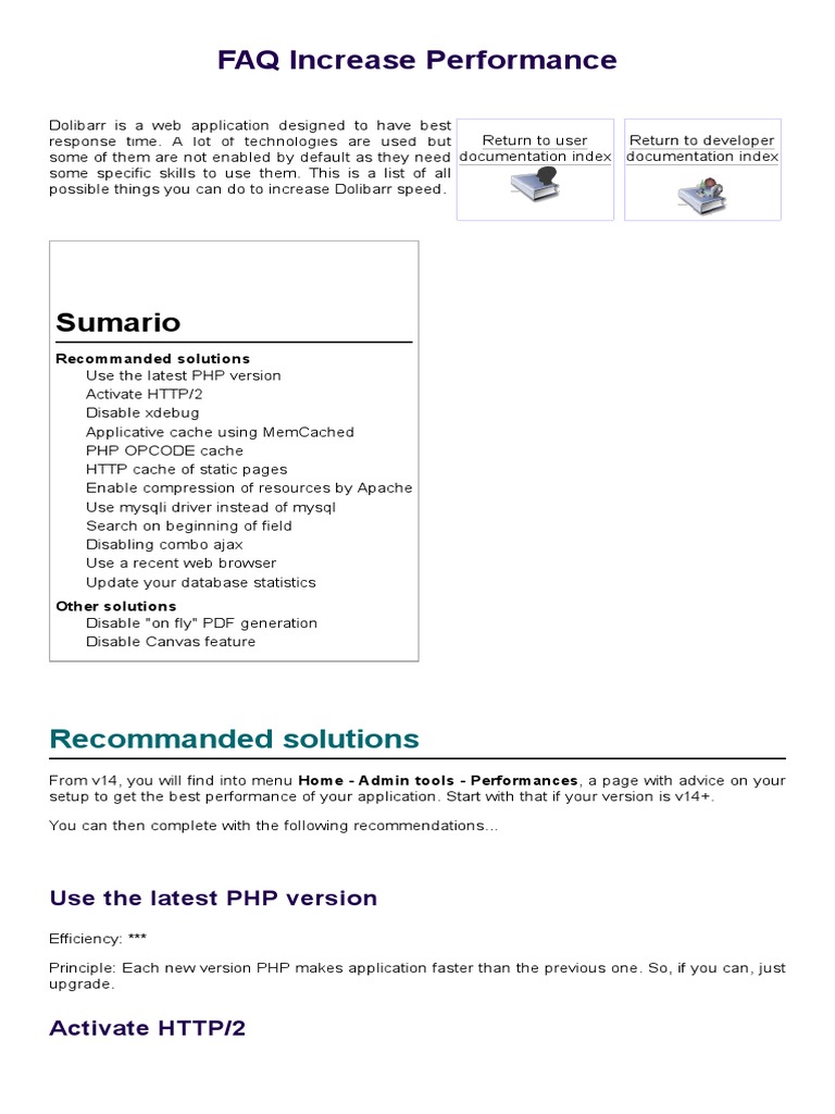 FAQ Increase Performance - Dolibarr ERP CRM Wiki | PDF | Networking | Internet & Web