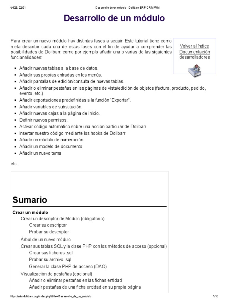 Desarrollo de Un Módulo - Dolibarr ERP CRM Wiki | PDF | SQL | Archivo ...