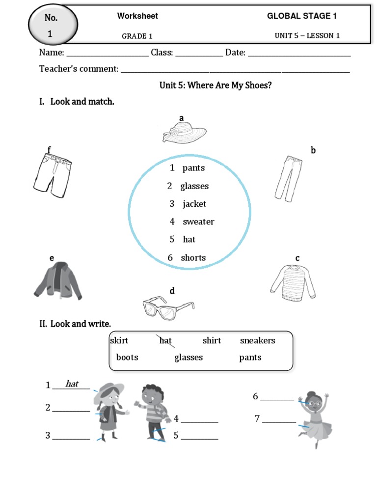 Grade 1 Unit 5 - Lesson 1: Worksheet Global Stage 1 | Download Free PDF ...