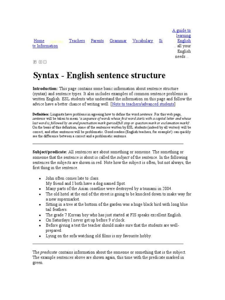 Sentence Structure | PDF