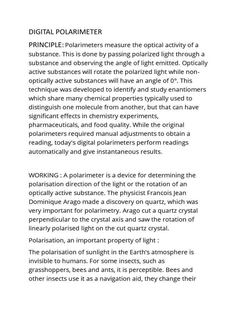 Digital Polarimeter To Auto Clave | PDF | Ph | Polarization (Waves)