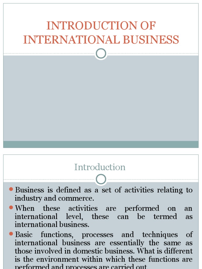 Introduction of International Business | PDF | International Business ...