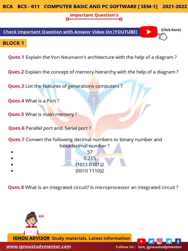 BCS 011 Comp Imp Ques | PDF | Computer Network | Office Equipment