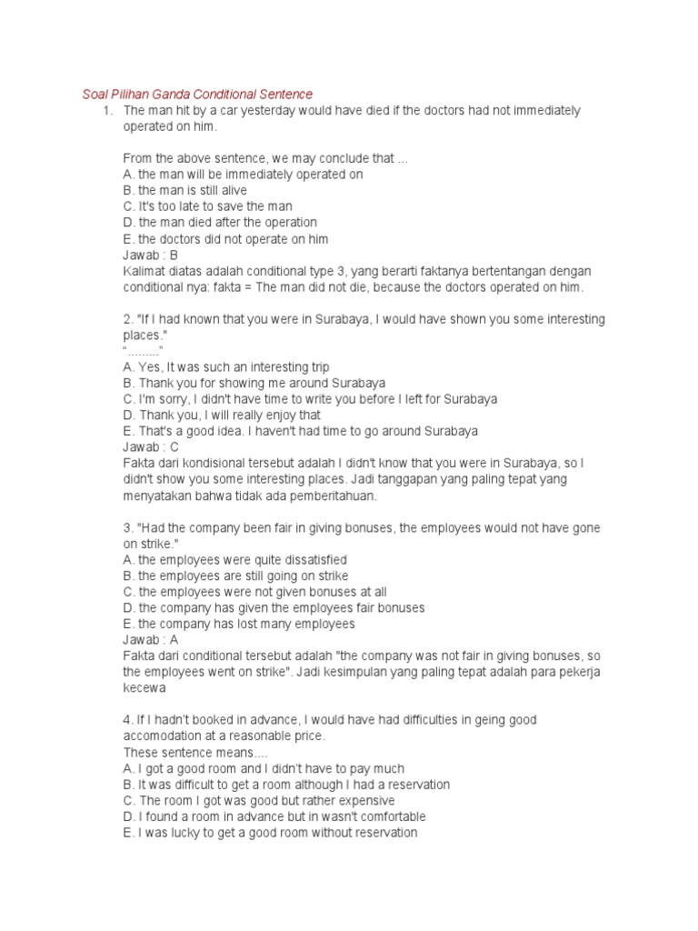 Cconditional Sentences Soal Multiple Choices | PDF