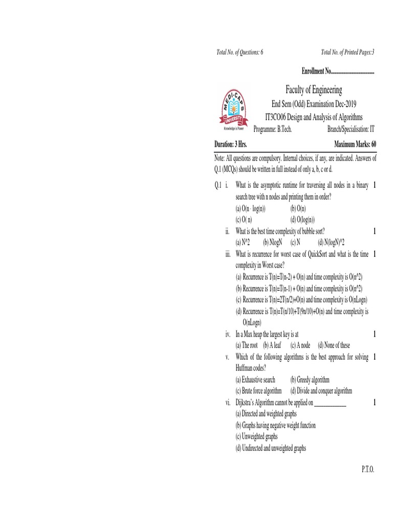 It3co06 Design And Analysis Of Algorithm Pdf Dynamic Programming Computational Complexity 3510