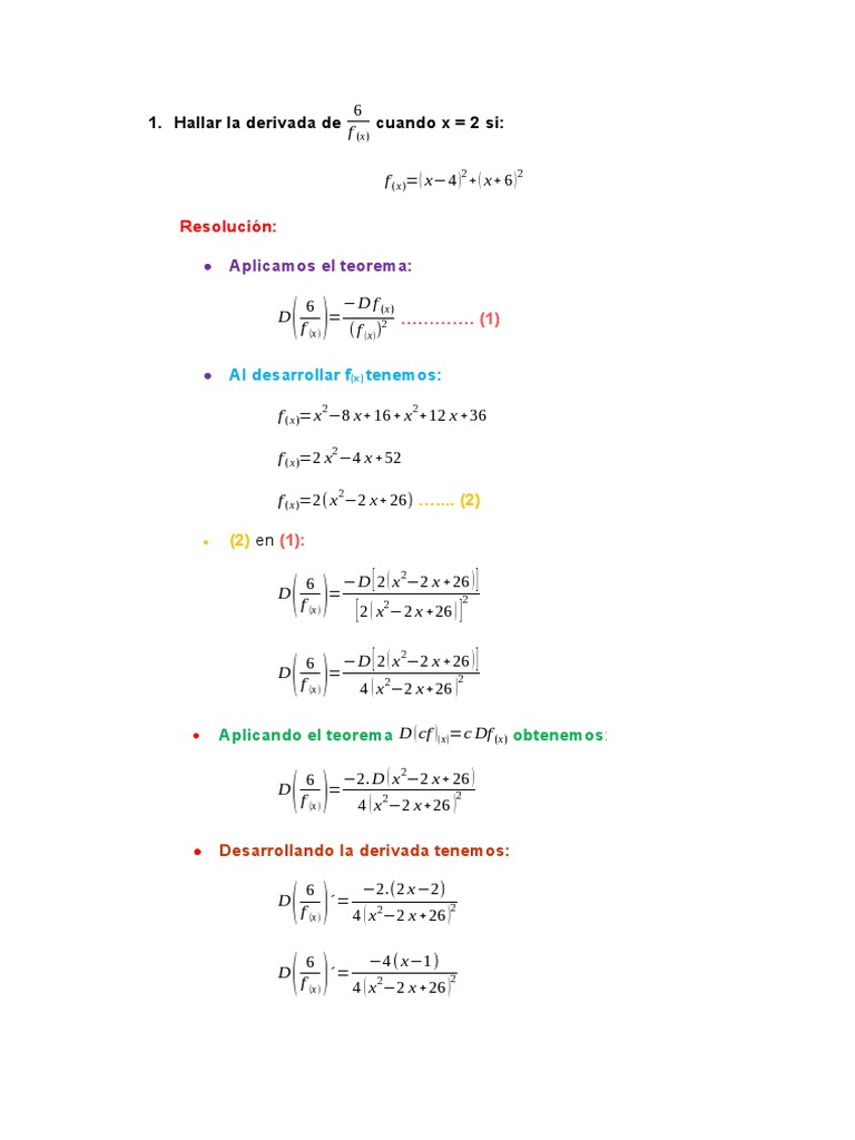 Derivadas Ej y Teorema | PDF | Números | Aritmética