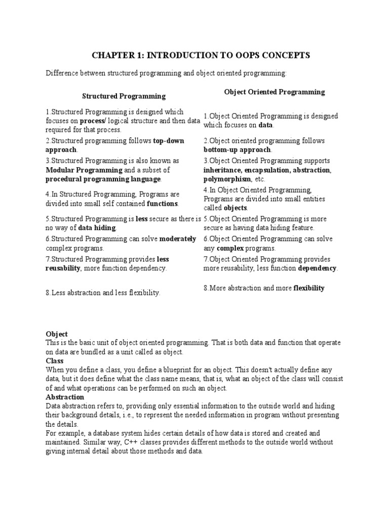 Oops Chapter 1 Pdf Object Oriented Programming Java Programming Language 