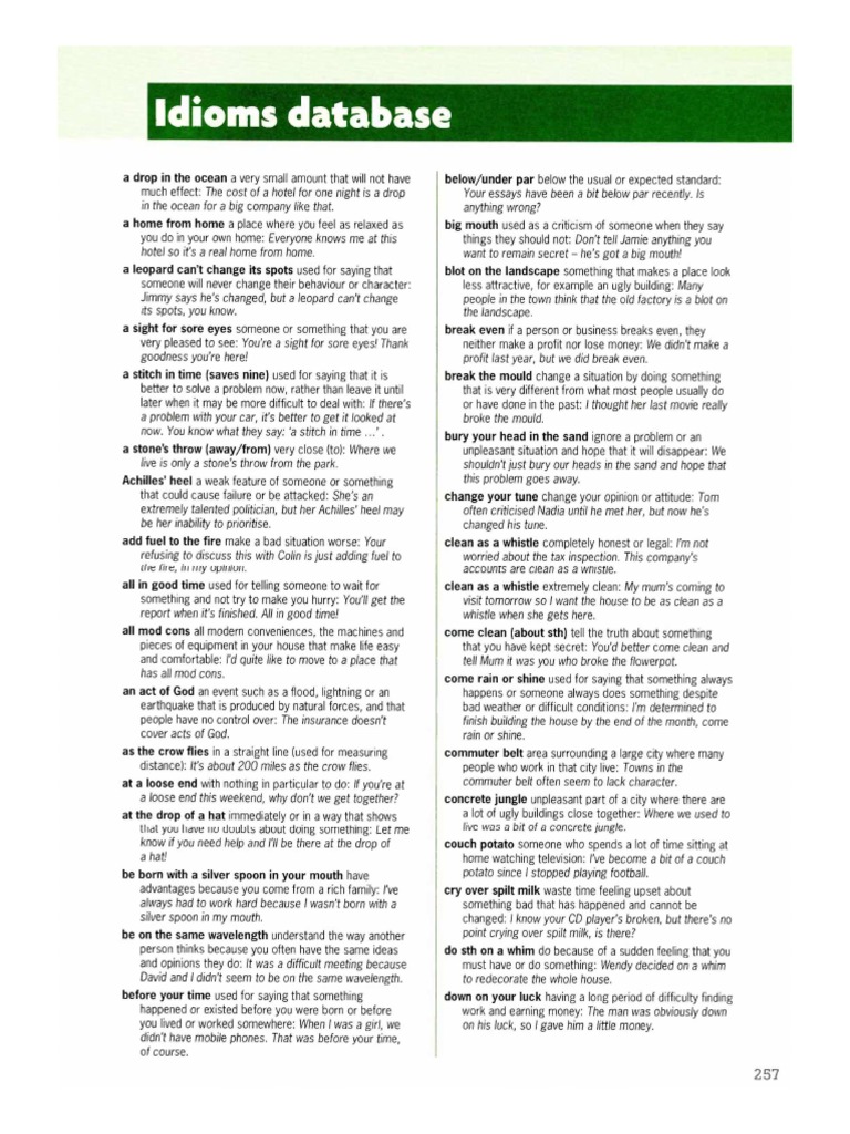 C1 - 2 Idioms Database | PDF