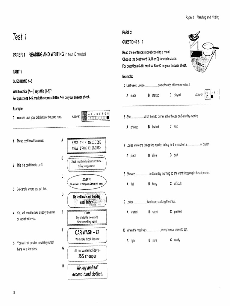 KET Practice Test | PDF