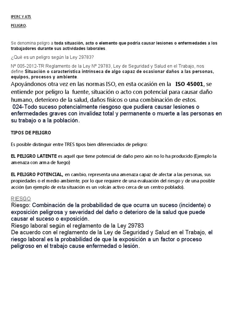 Iperc y Ats | PDF | Riesgo | Seguridad y salud ocupacional