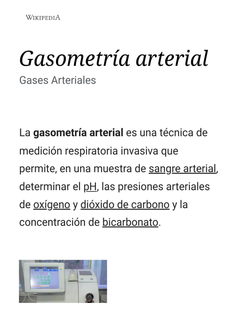 Gasometría Arterial - Wikipedia, La Enciclopedia Libre | PDF | Química ...