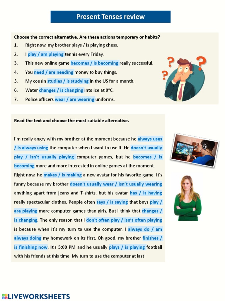 Present Tenses Review | PDF | Sports & Recreation