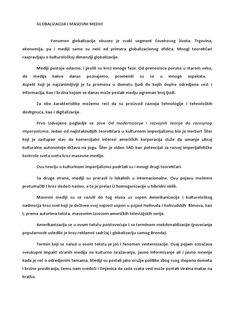 Globalni Mediji | PDF