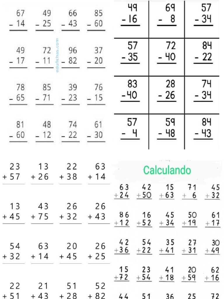 Sumas y Restas | PDF