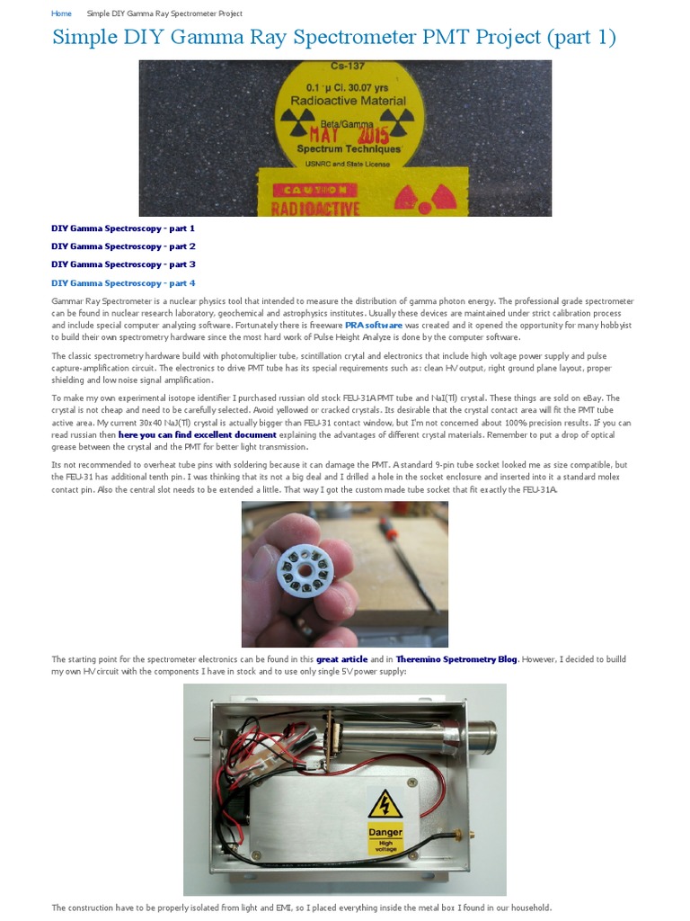 DIY Gamma Ray Spectrometer Guide | PDF | Vacuum Tube | Metrology