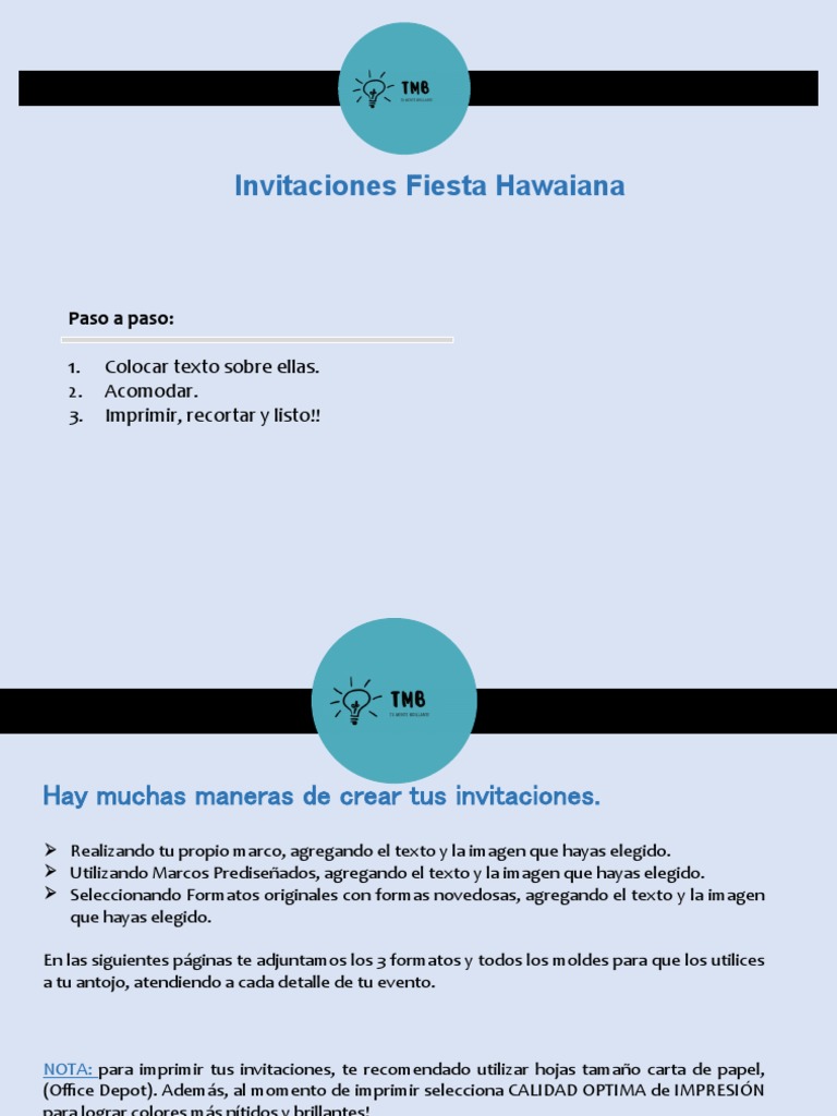 Invitaciones para Fiesta Hawaiana | PDF | Estudios de idiomas extranjeros