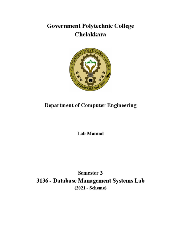 DBMS LAB Manual - 3136 | PDF | Relational Database | Table (Database) DBMS LAB Manual - 3136 | PDF | Relational Database | Table (Database)