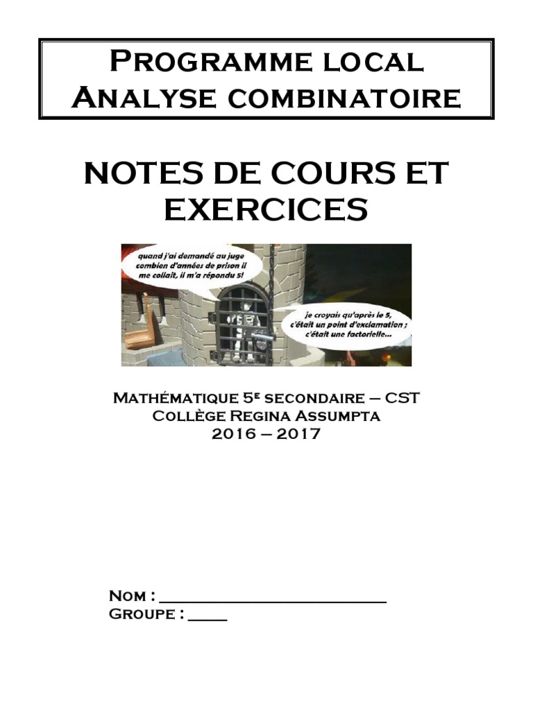 Différence Arrangement vs Combinaison | PDF | Combinatoire | Plan de ...