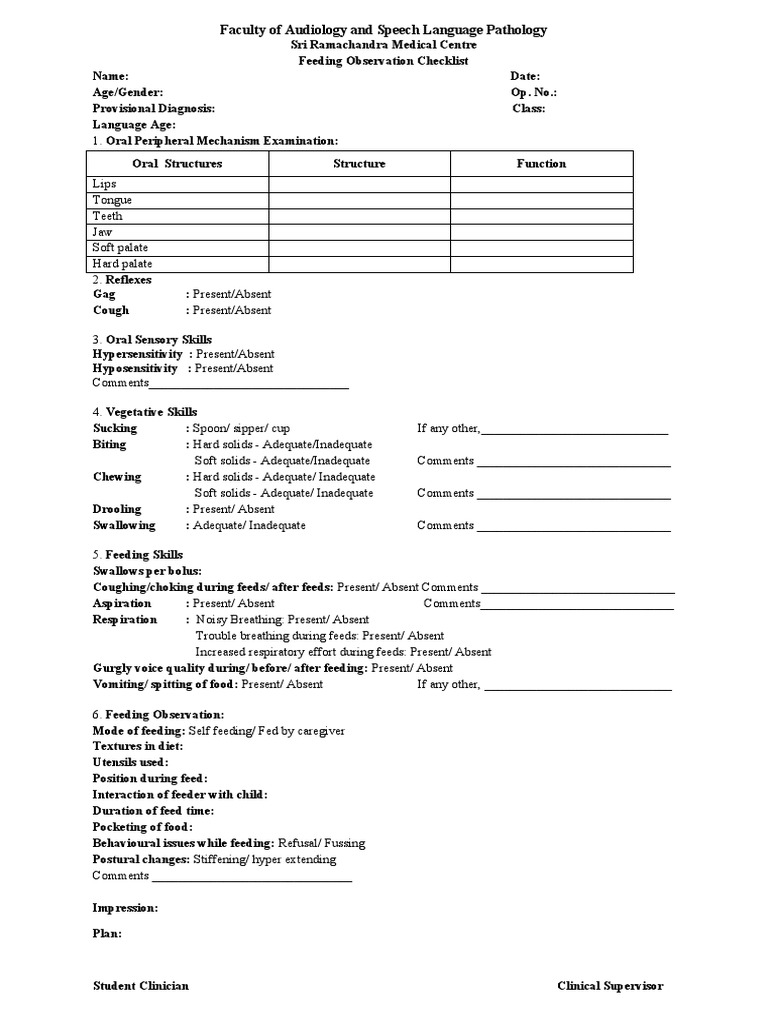 Feeding Assessment | PDF | Clinical Medicine | Medical Specialties