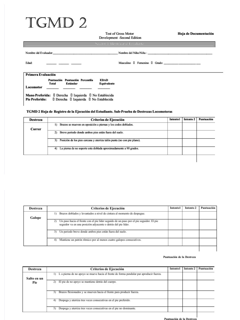 Bateria TGMD 2 Completa | PDF | Pelota
