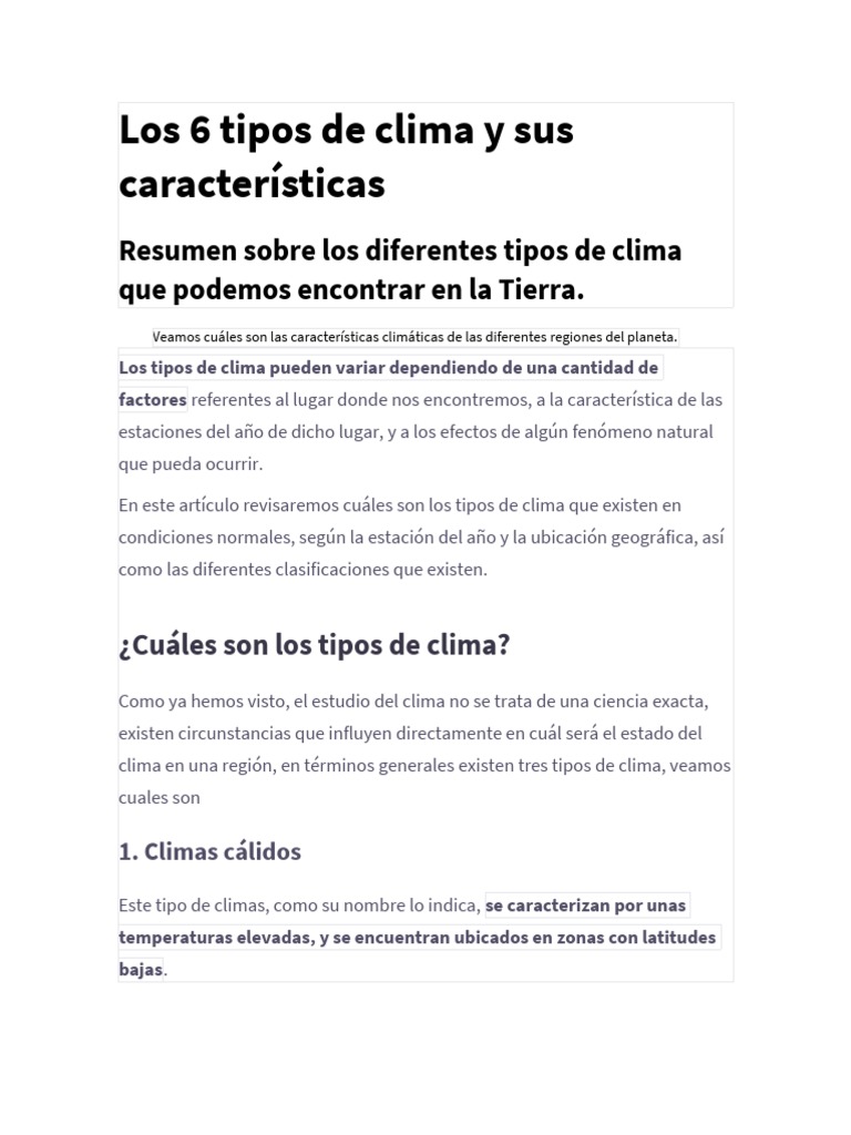 6 Tipos Clima y 10 Enfermedades | PDF | Clima | Clima templado