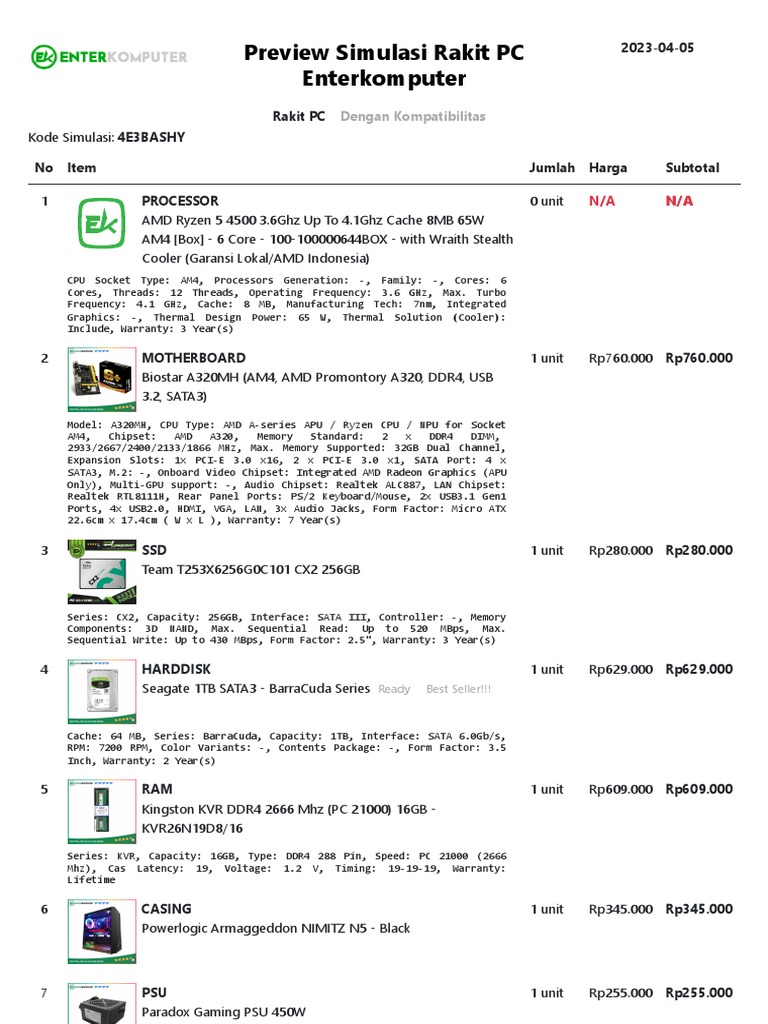 Simulasi_ Rakit PC - Enterkomputer Jual Beli Online Komputer, Rakit PC ...