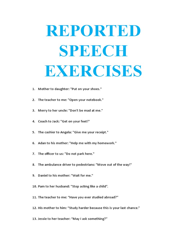 Reported Speech Exercises | PDF