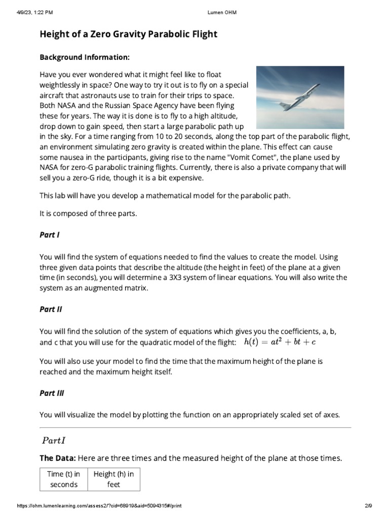 Zero Gravity Project | PDF | Equations | Weightlessness