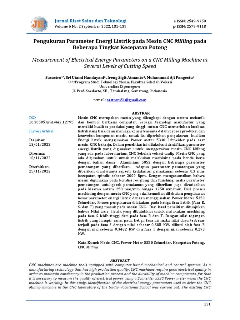 Pengukuran Parameter Energi Listrik Pada Mesin CNC | PDF