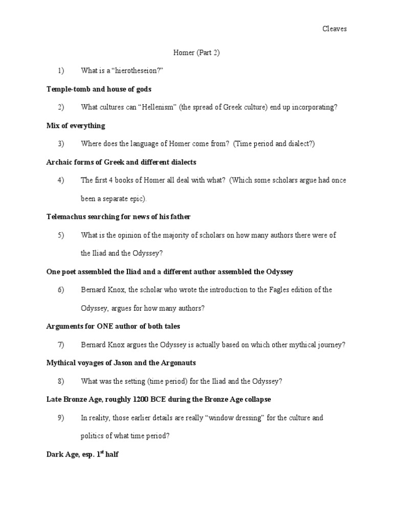 Mythology Class 8.1 Homer | PDF | Homer | Odyssey