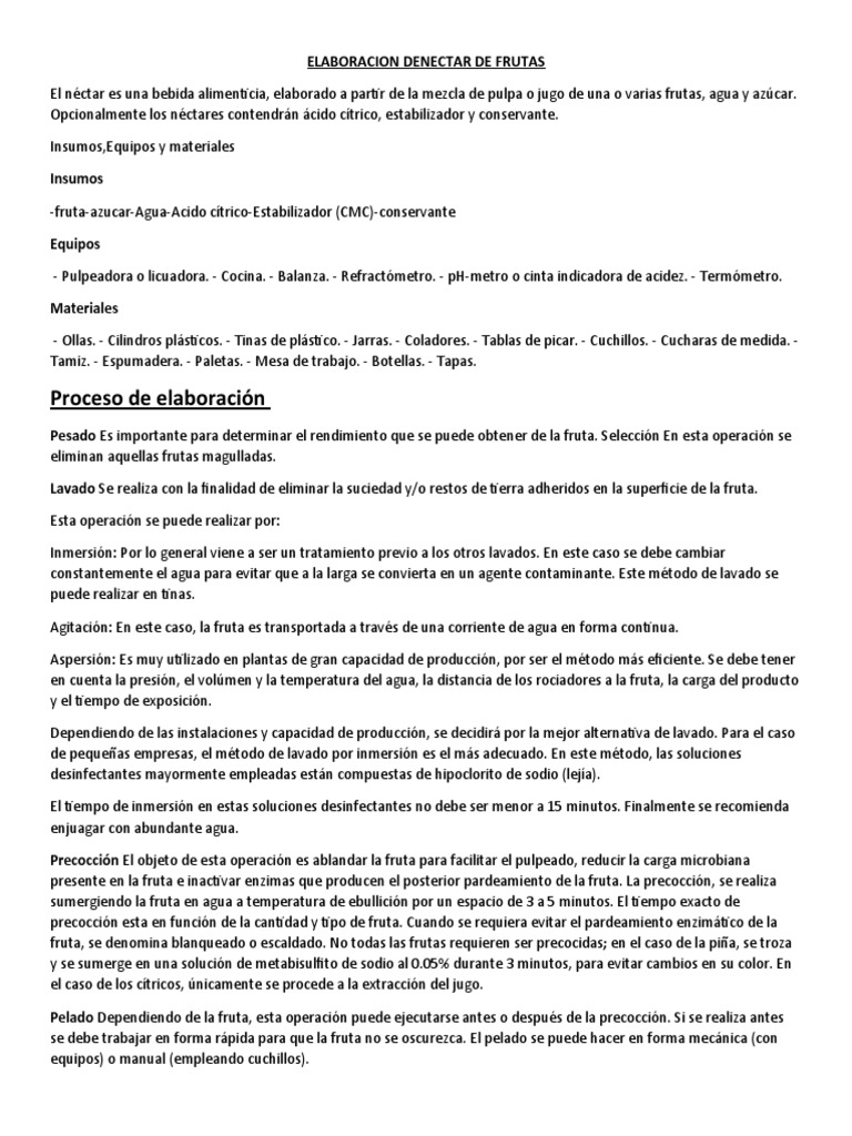 Proceso de Elaboración | PDF | Agua | Ph