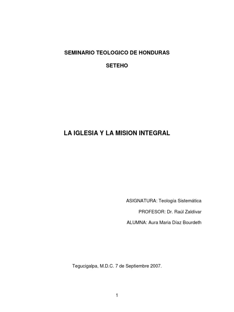 La Iglesia y La Misión Integral | PDF | Jesús | Iglesia Católica