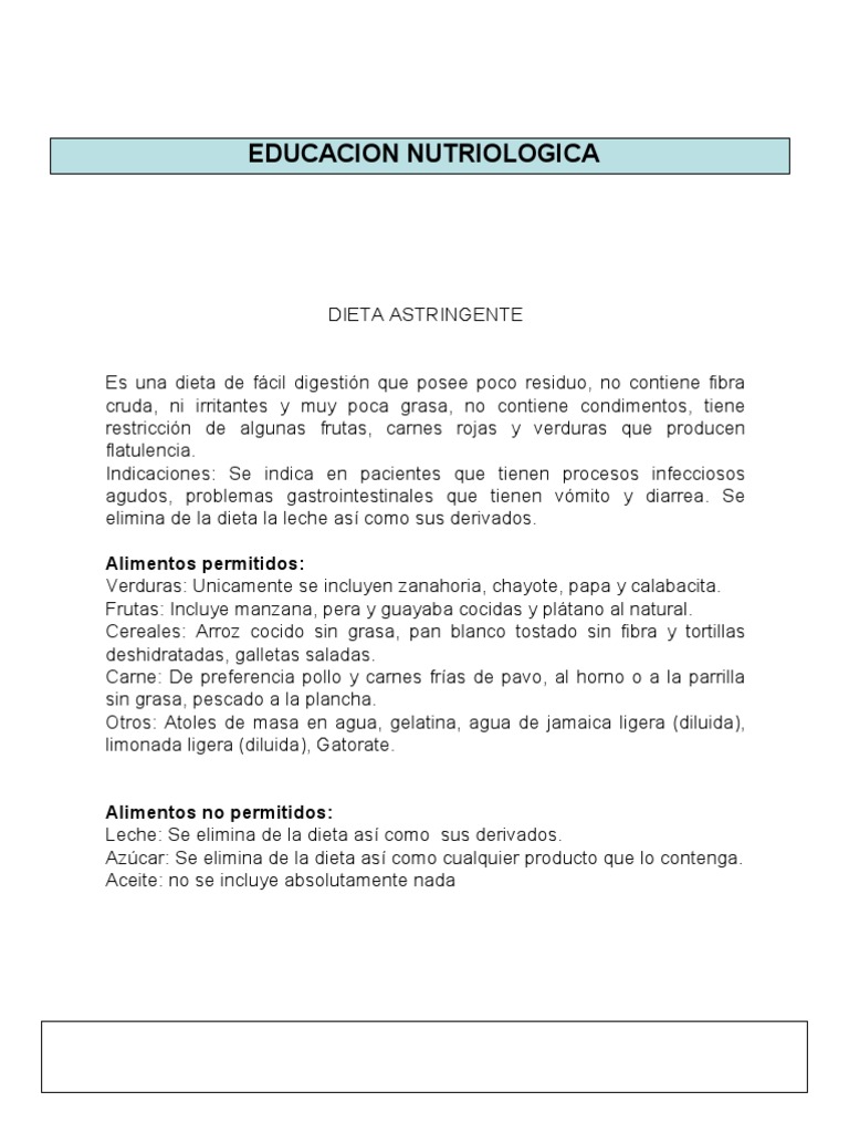 Dietas Astringente | PDF