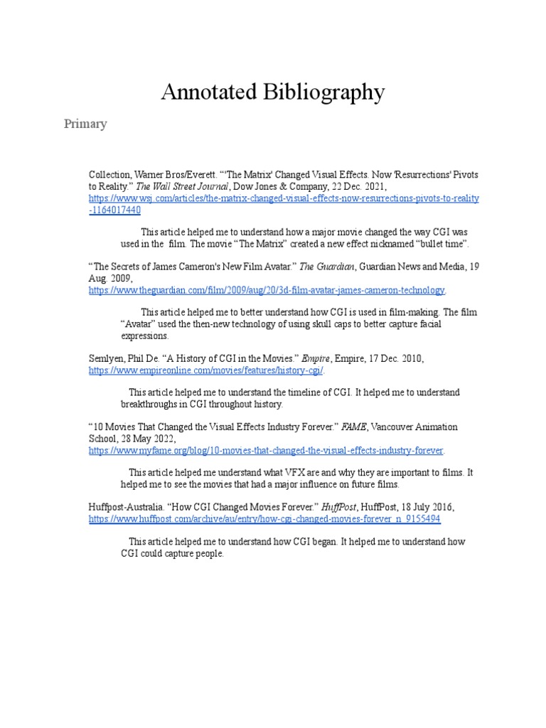Annotated Bibliography 2 | PDF | Computer Generated Imagery | Avatar ...