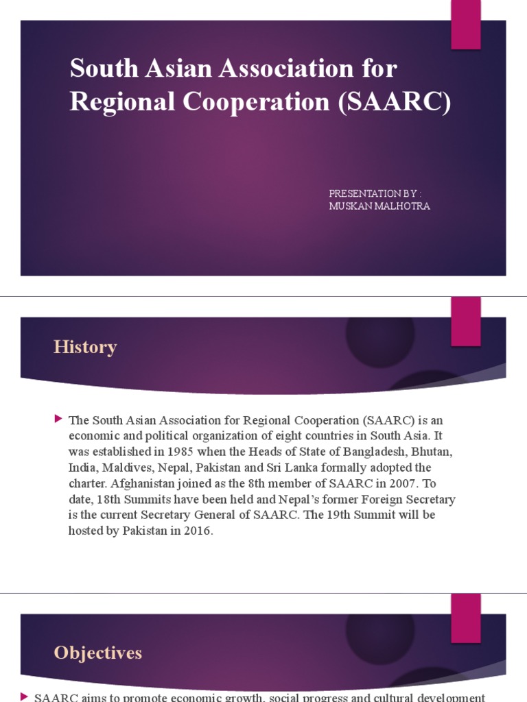 South Asian Association For Regional Cooperation (SAARC | PDF