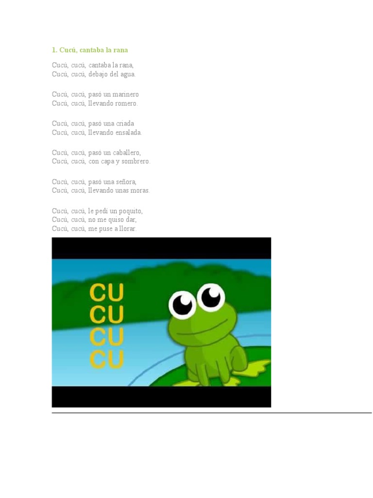 Cucú, Cantaba La Rana | PDF