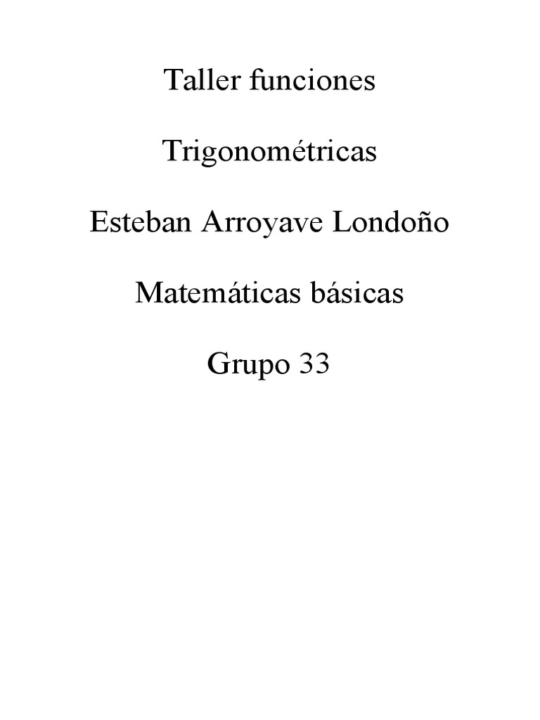 Taller Funciones Trigonométricas | PDF