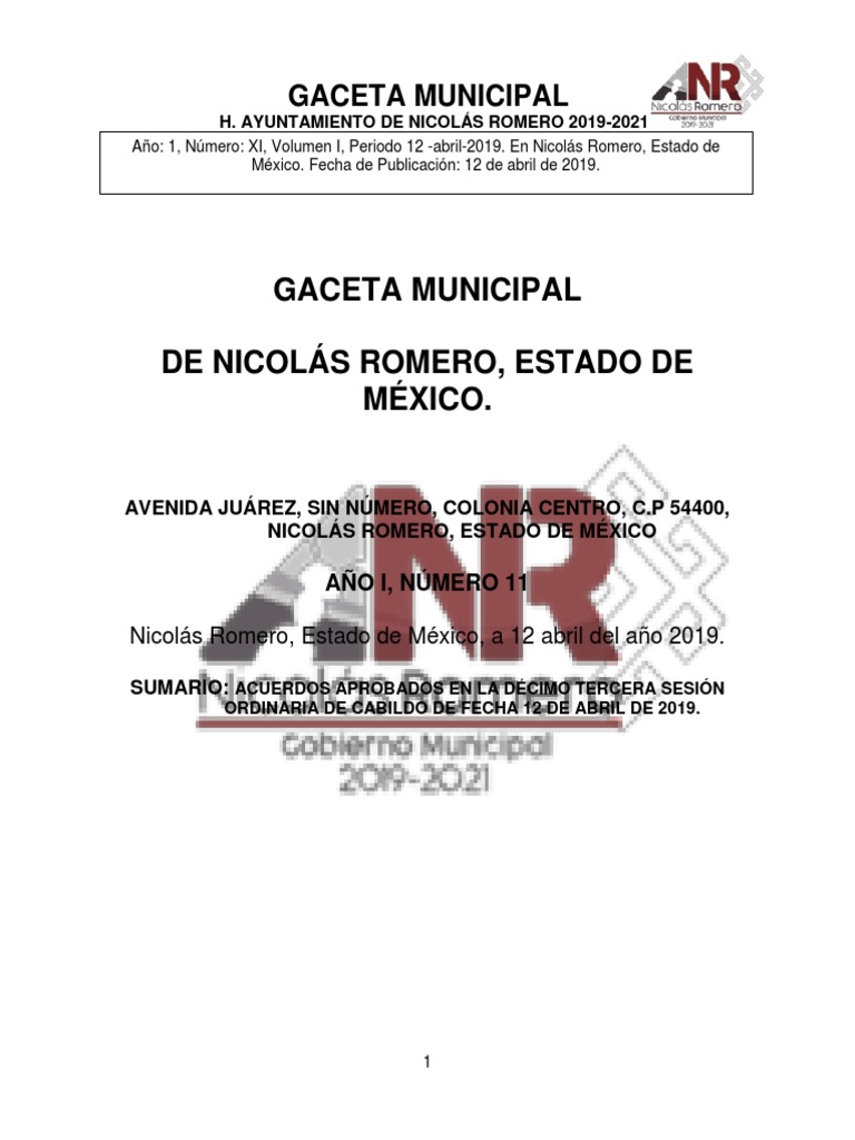 Gaceta Municipal NR | PDF | Gobierno local | México