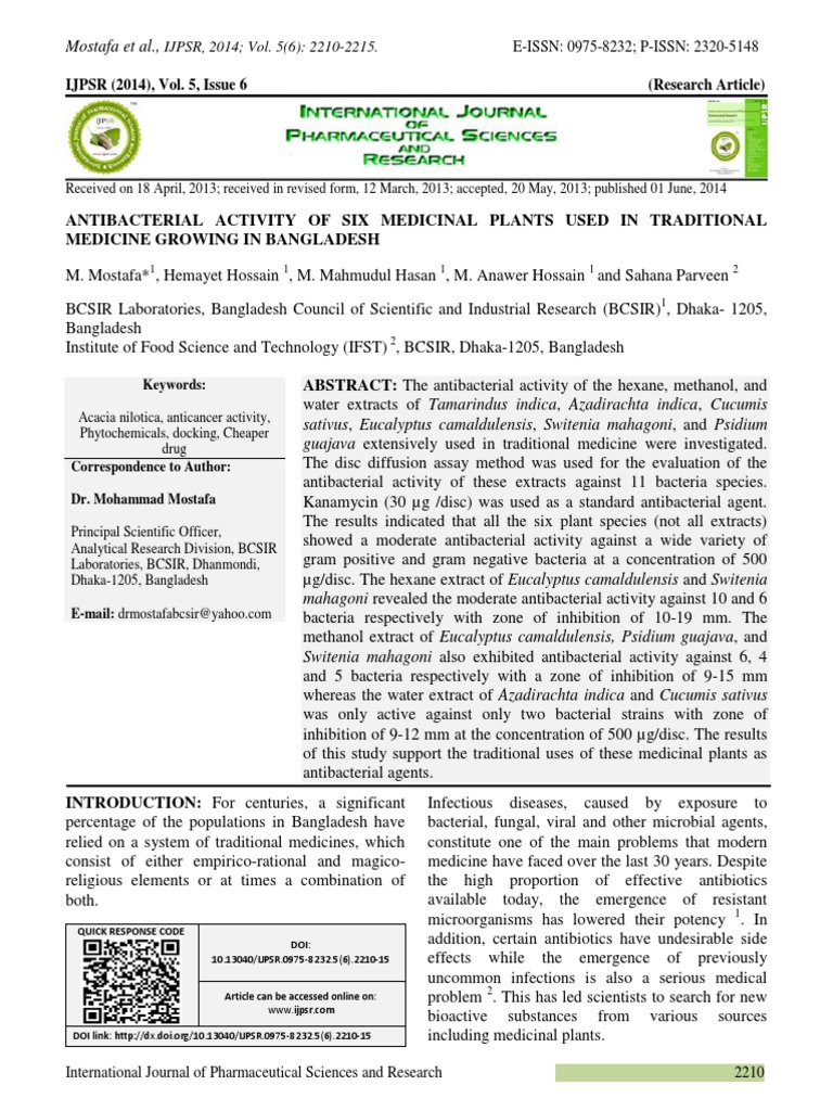 14 Vol. 5 Issue 6 June 2014 IJPSR RA 2469 Paper 14 | PDF | Bacteria ...